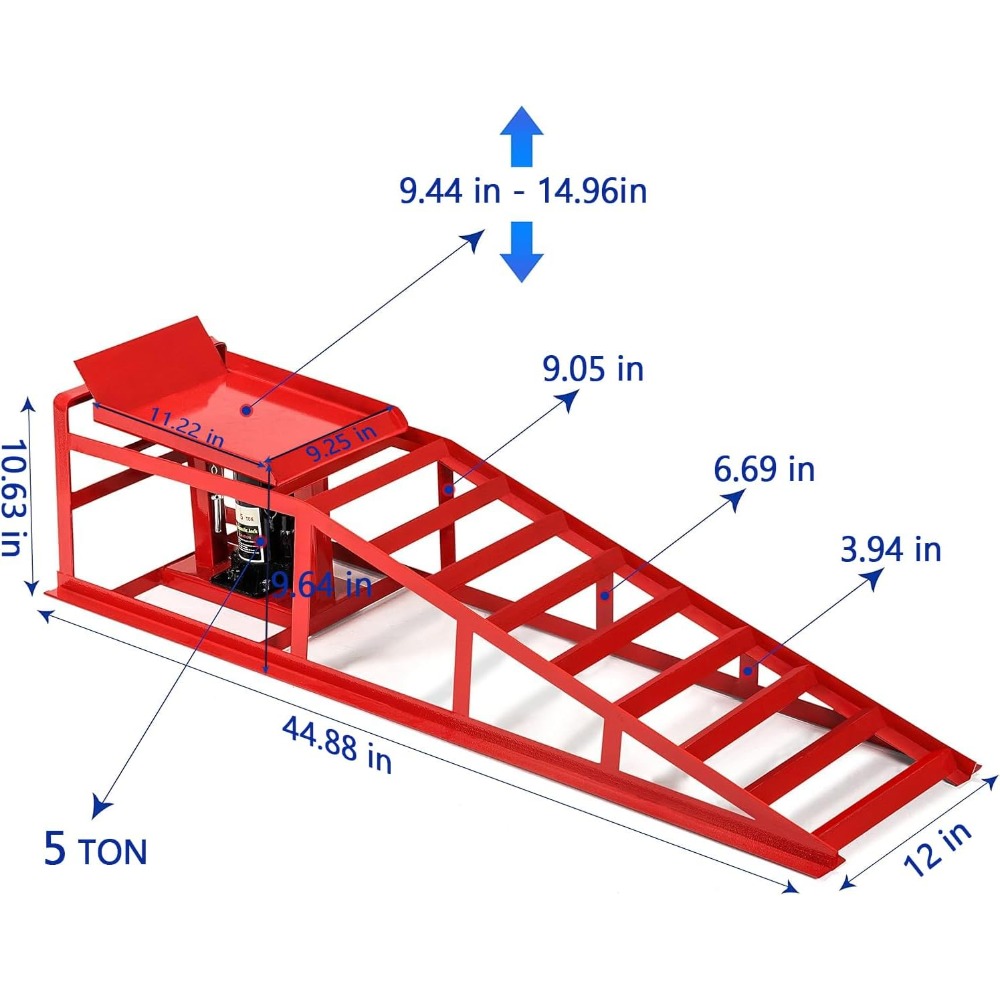 5T Hydraulic Car Ramps - Heavy Duty Vehicle Lift Portable - AlterTool
