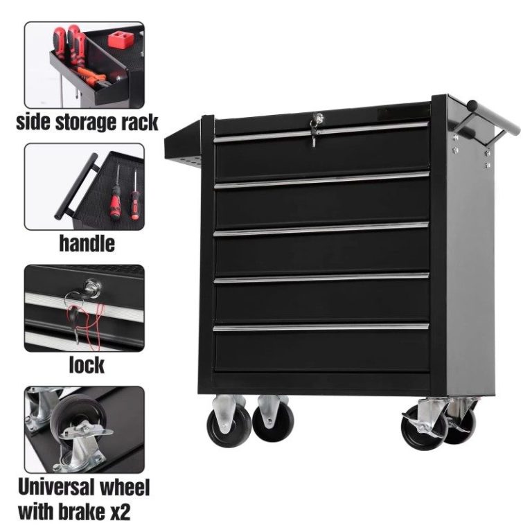 Heavy-Duty Rolling Tool Cabinet | 5-Drawer Motorcycle Tool Box with Wheels